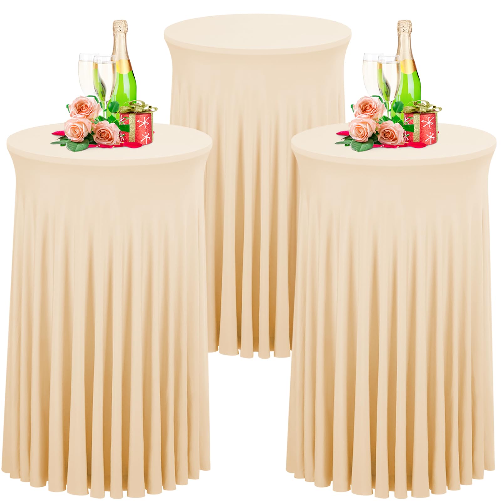 Babenest 24"x 43" Round Cocktail Table Skirt, 3 Pack Spandex Stretch ...