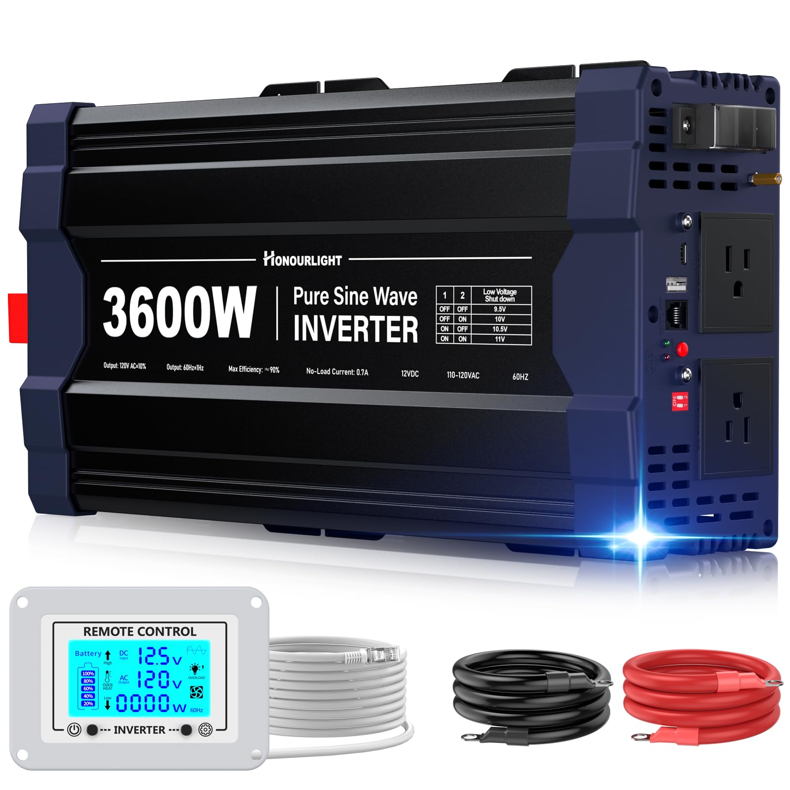 2024 New Upgraded 3600Watts Pure Sine Wave Inverter,Peak Power 7200W DC ...