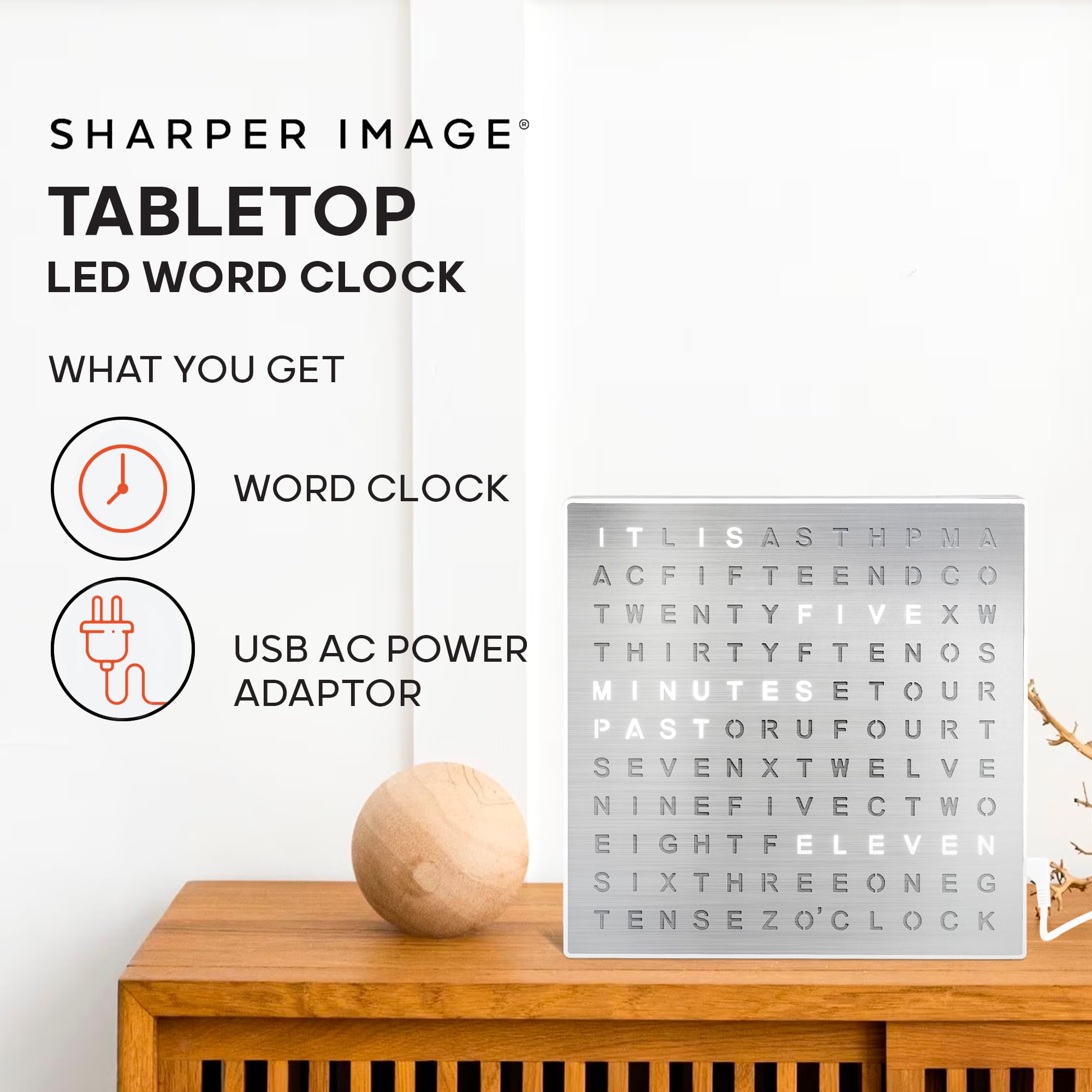 Mua Sharper Image® LED Word Clock – 7.75" Light-Up Digital Clock for ...