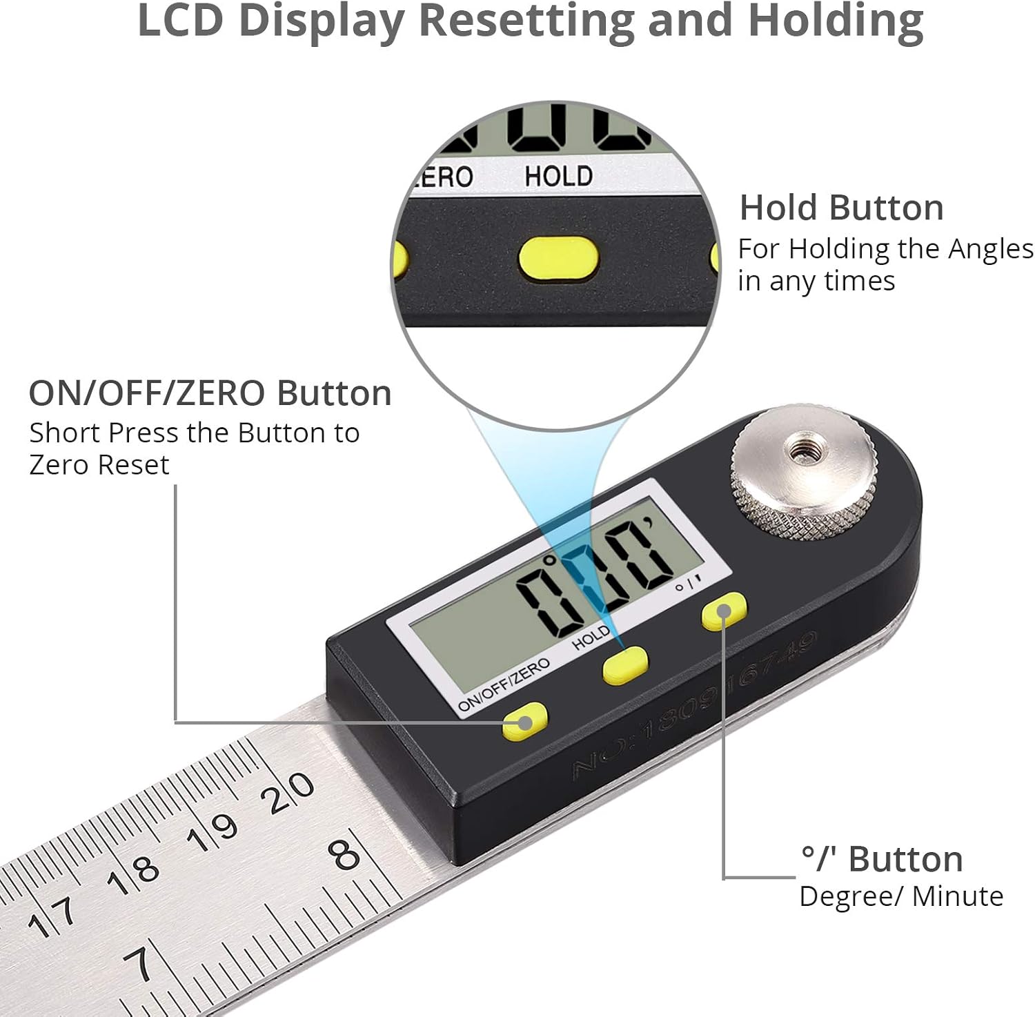 eSynic Digital Angle Finder Protractor 8 Inch/200mm Stainless Steel ...