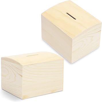 Amazon.com: Unfinished Wood Money Box (3.9 x 3.1 x 2.9 in, 2 Pack)