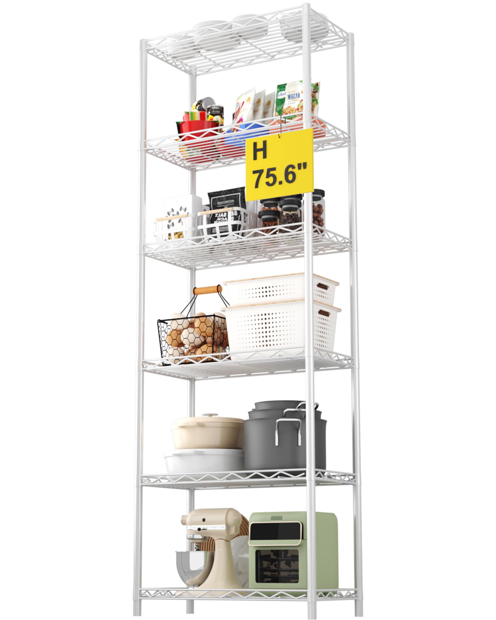 HOMEFORT 6-Tier Wire Shelving, 6 Shelves Unit Metal Storage Rack ...