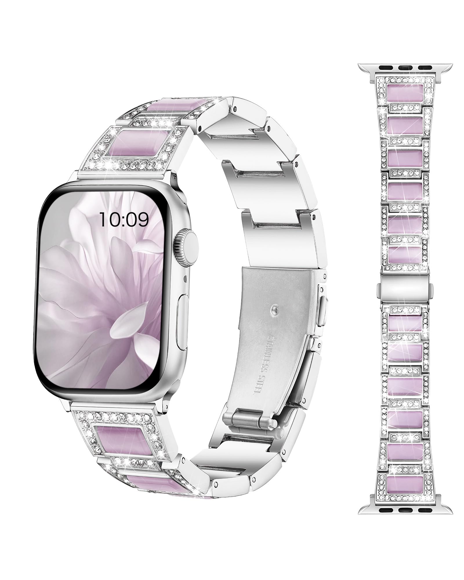 8 Elegant Colors - Dressy Silver iWatch Bands for Women - Compatible ...