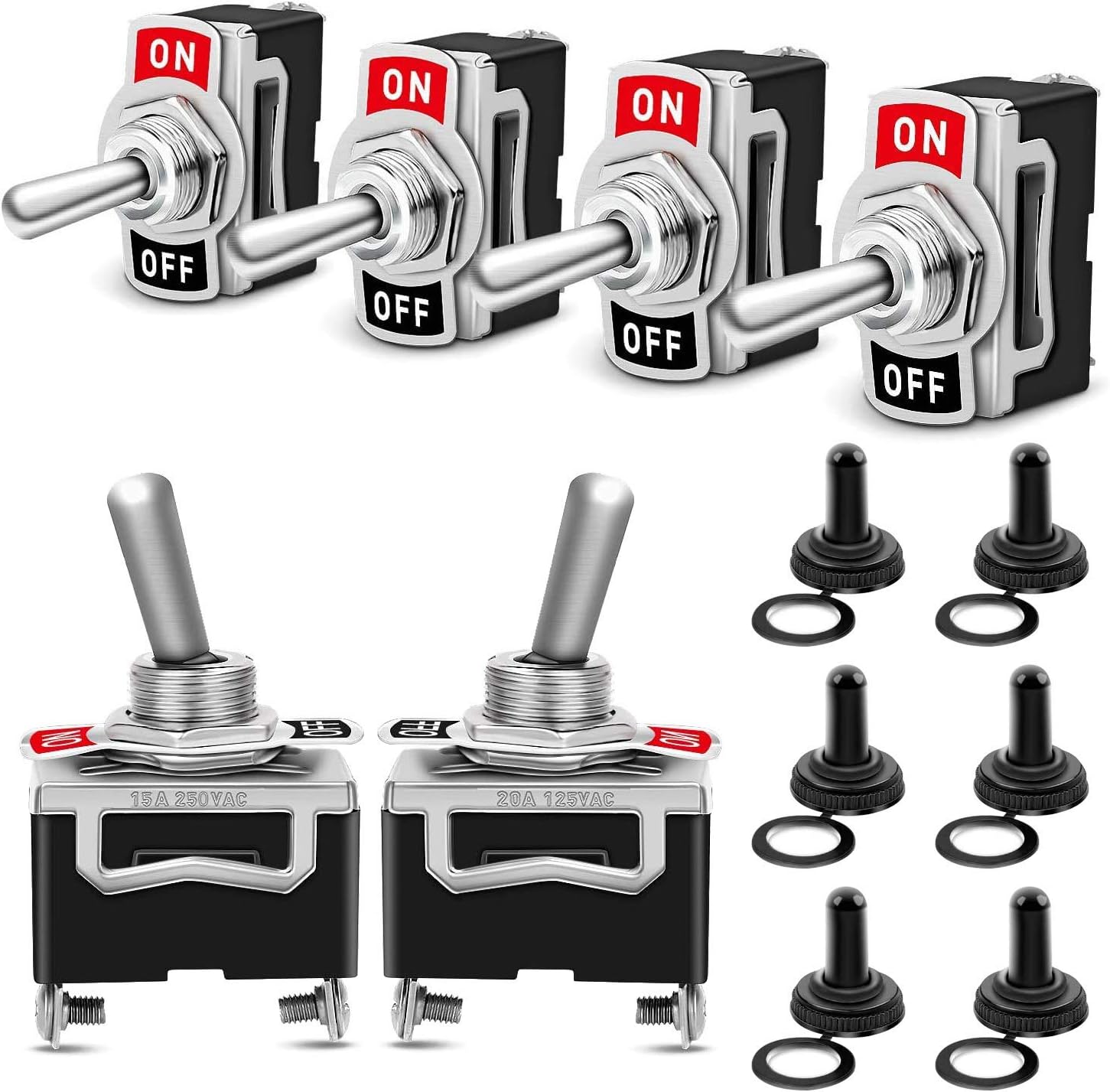 Kippschalter 15A 250V / 20A 125V SPST 2-Polig Ein/Aus Wippschalter mit ...