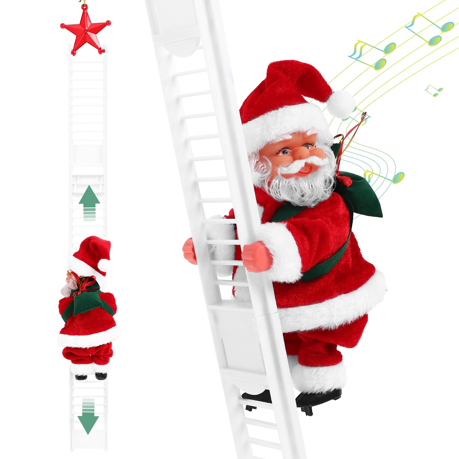 Gfilay Climbing Santa on Ladder with Music,The Electric Santa Climbing ...