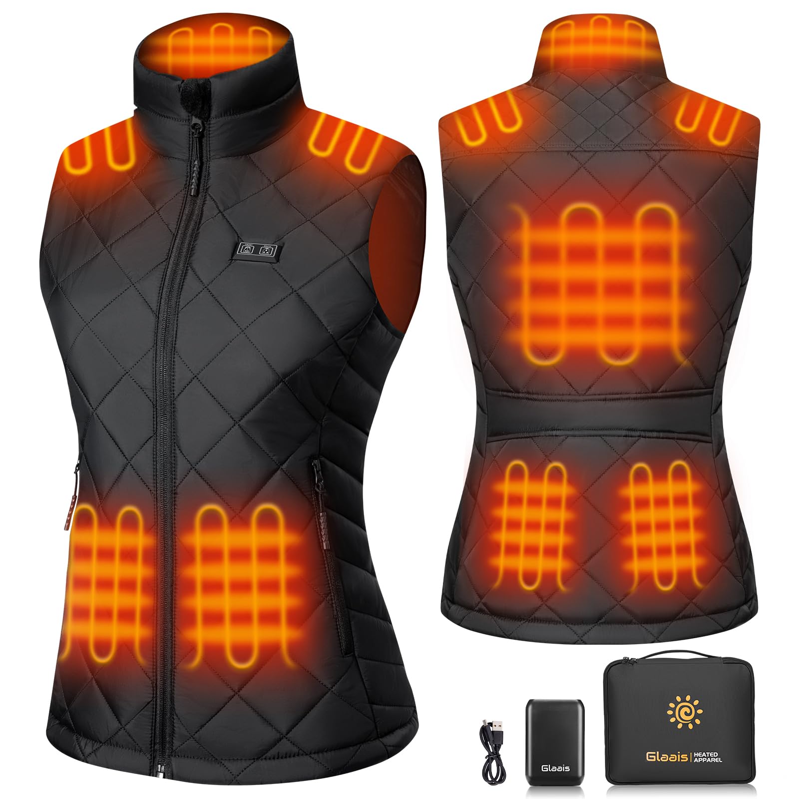 Glaais Heated Vest Women with Battery Pack 16000mAh 7.4V, Women's ...
