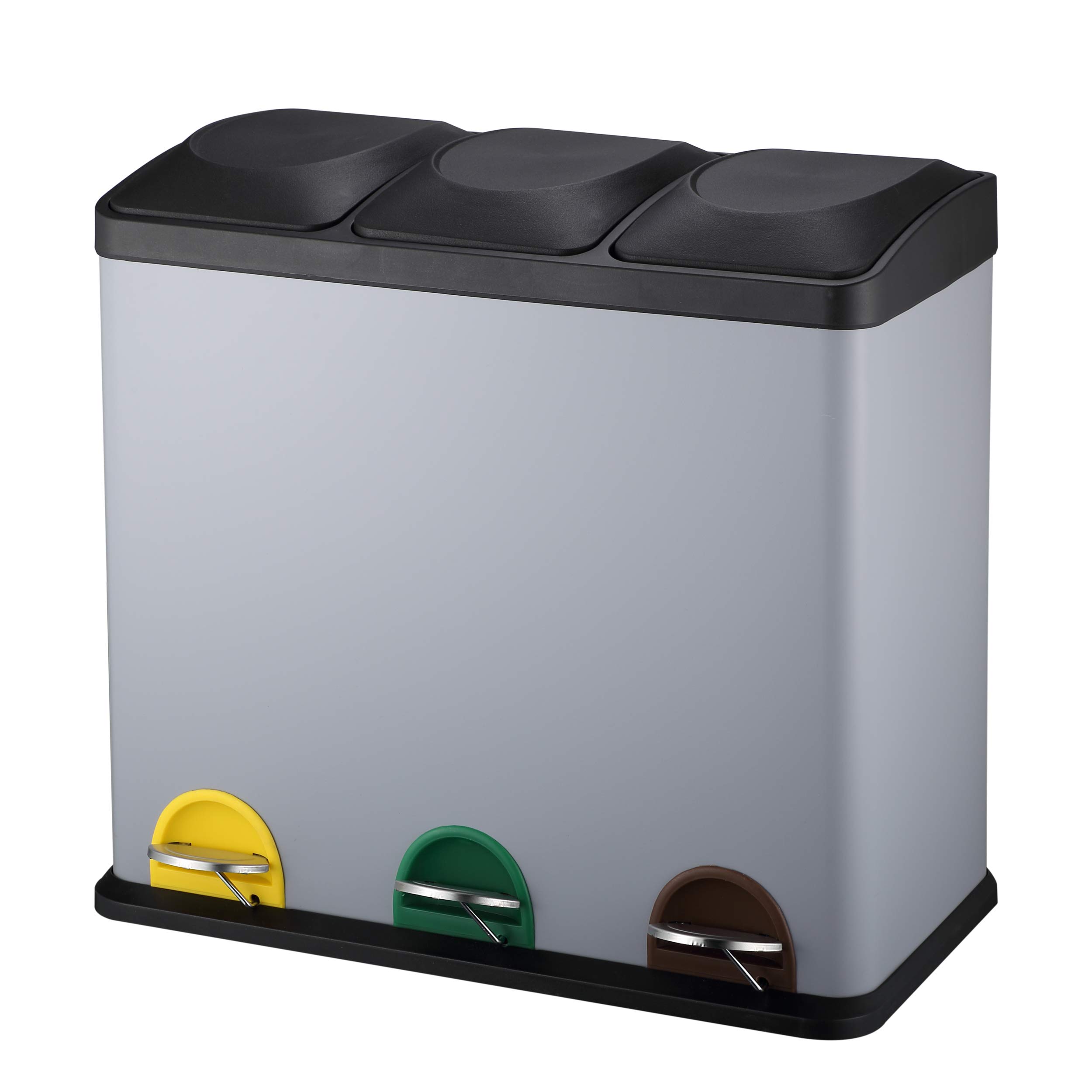3 x 18L Trio Trash Can Fingerprints Proof Stainless Steel Pedals Soft ...