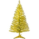 Amazon.com: 4ft Lighted Artificial White Christmas Tree, Not Pre-lit White Tinsel Pine Trees ...