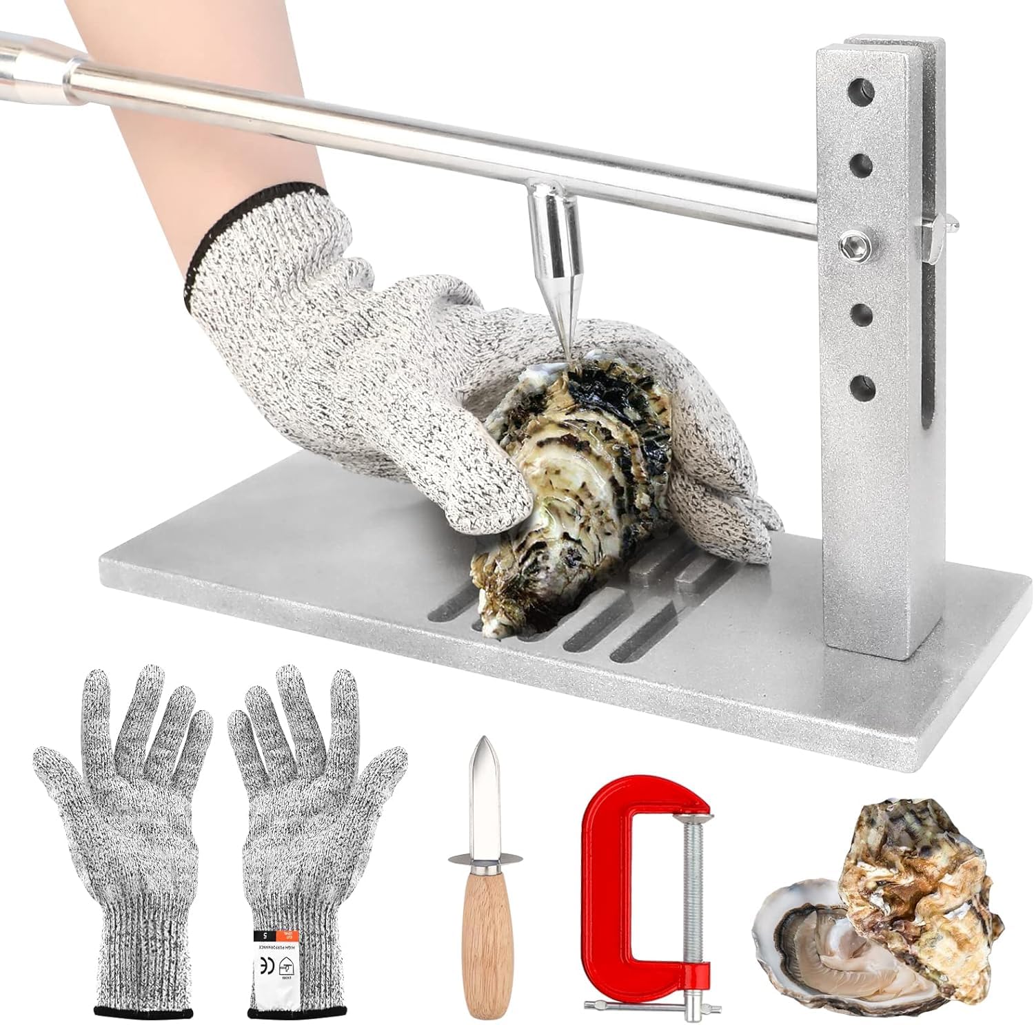 Oyster Shucker Tool Oyster Clam Opener Machine with 5 Adjustable Height ...