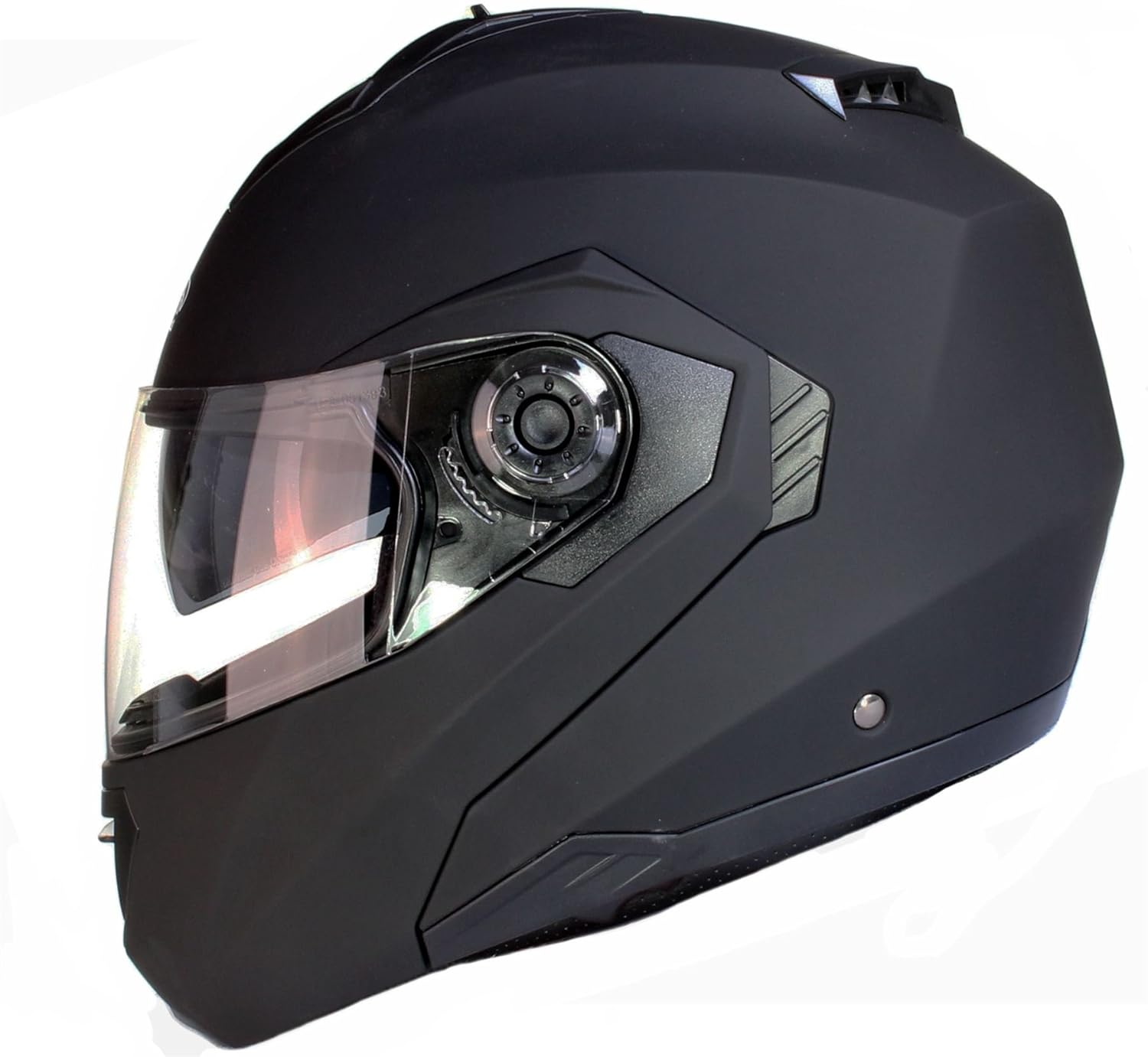Qtech Klapp Motorradhelm mit DOPPELVISIER/Sonnenblende - Matt Schwarz ...