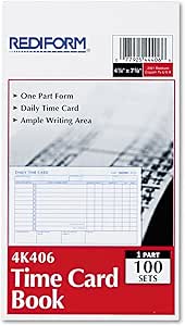 Amazon.com: Rediform 4K406 Employee Time Card Daily Two-Sided 4-1/4 x 7 ...
