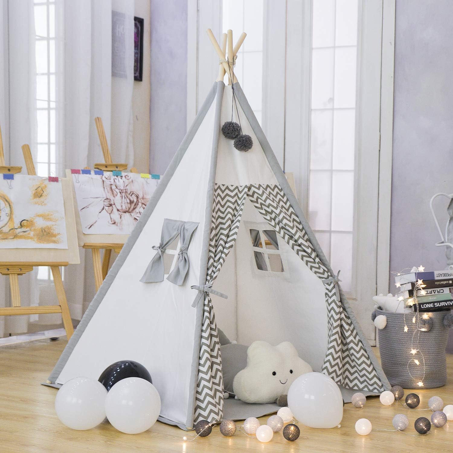 TreeBud Kinder Tipi Spielzelt - Baumwolle Leinwand Kind Indian Tipi ...