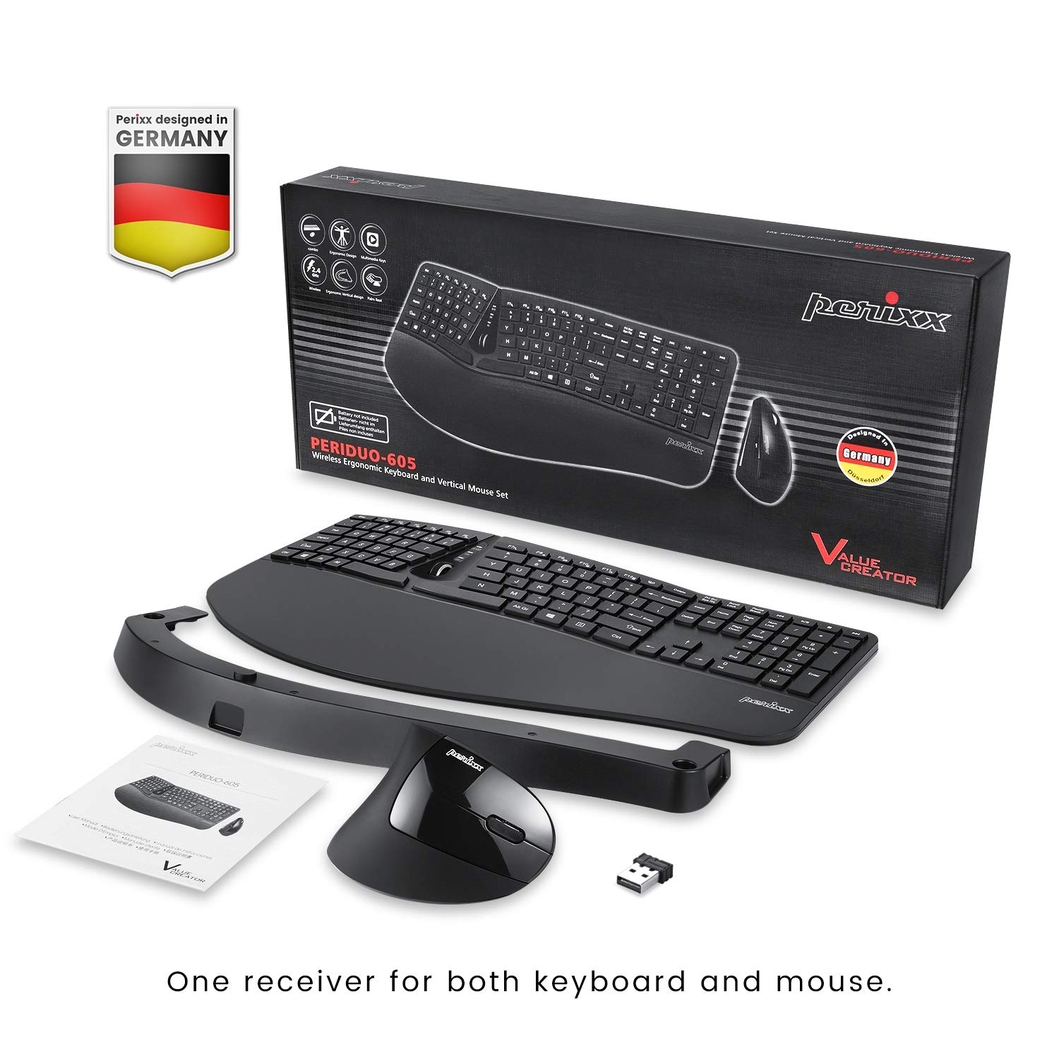 Mua Perixx Periduo-605, Wireless Ergonomic Split Keyboard and Vertical Mouse Combo, Adjustable ...