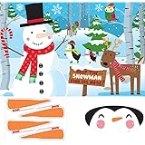 Amazon.com: Pin the NOSE on the SNOWMAN Christmas HOLIDAY Party Game ...