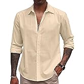 Amazon.com: COOFANDY Men's Long Sleeve Button Down Shirts Casual Cotton Linen Shirts Summer ...
