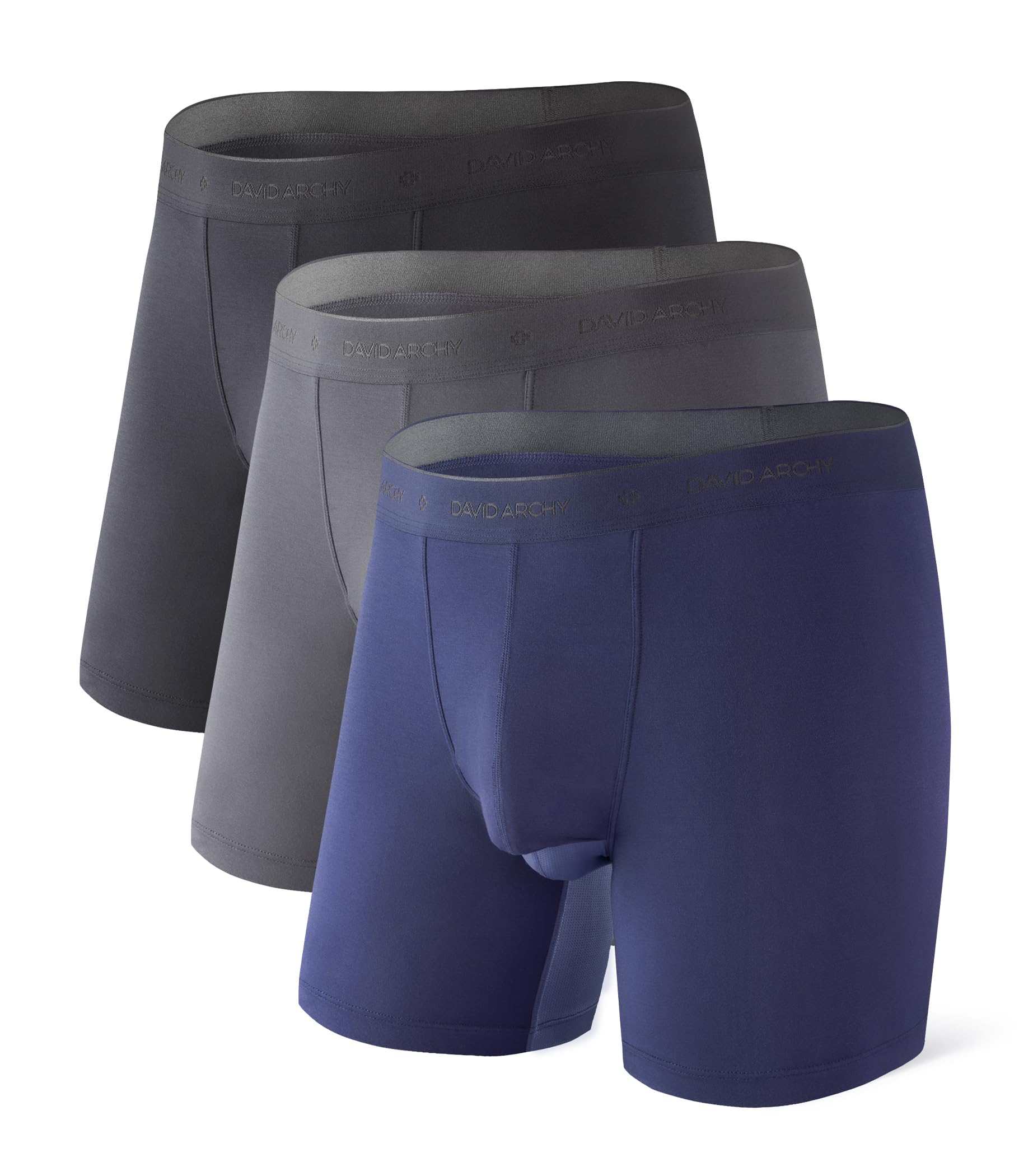 DAVID ARCHY Men's Underwear Micro Modal Dual Pouch Boxer Briefs Support ...