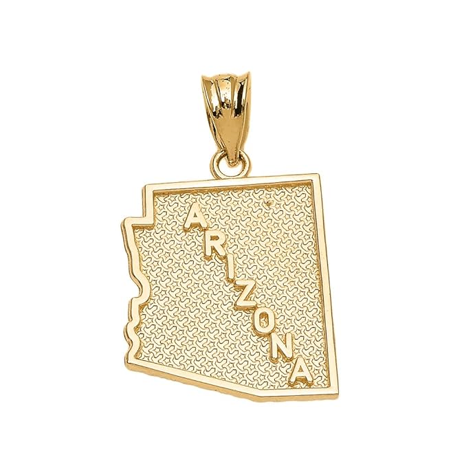 Amazon.com: Arizona State Map Charm Pendant in 14k Yellow Gold: Jewelry