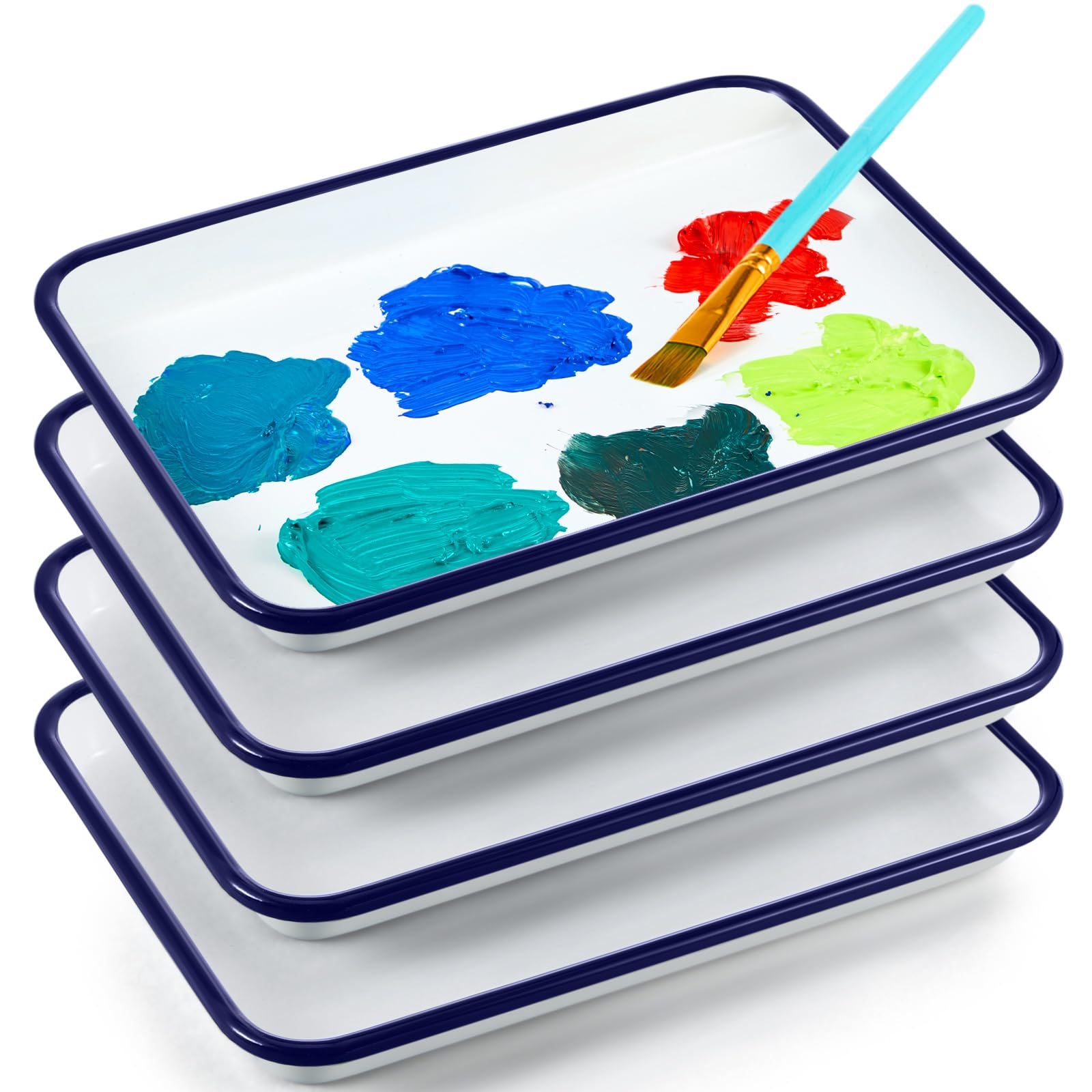 Zhehao 4 White Butcher Tray Palette Rectangular Serving Tray Enamel ...