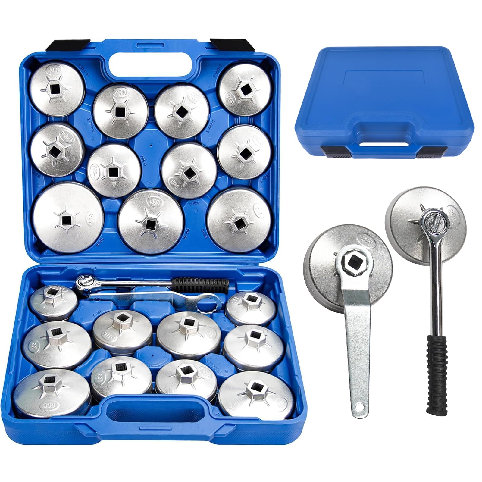 Handor Oil Filter Wrench Set, 23pcs Aluminum Alloy Cup Type Oil Filter ...