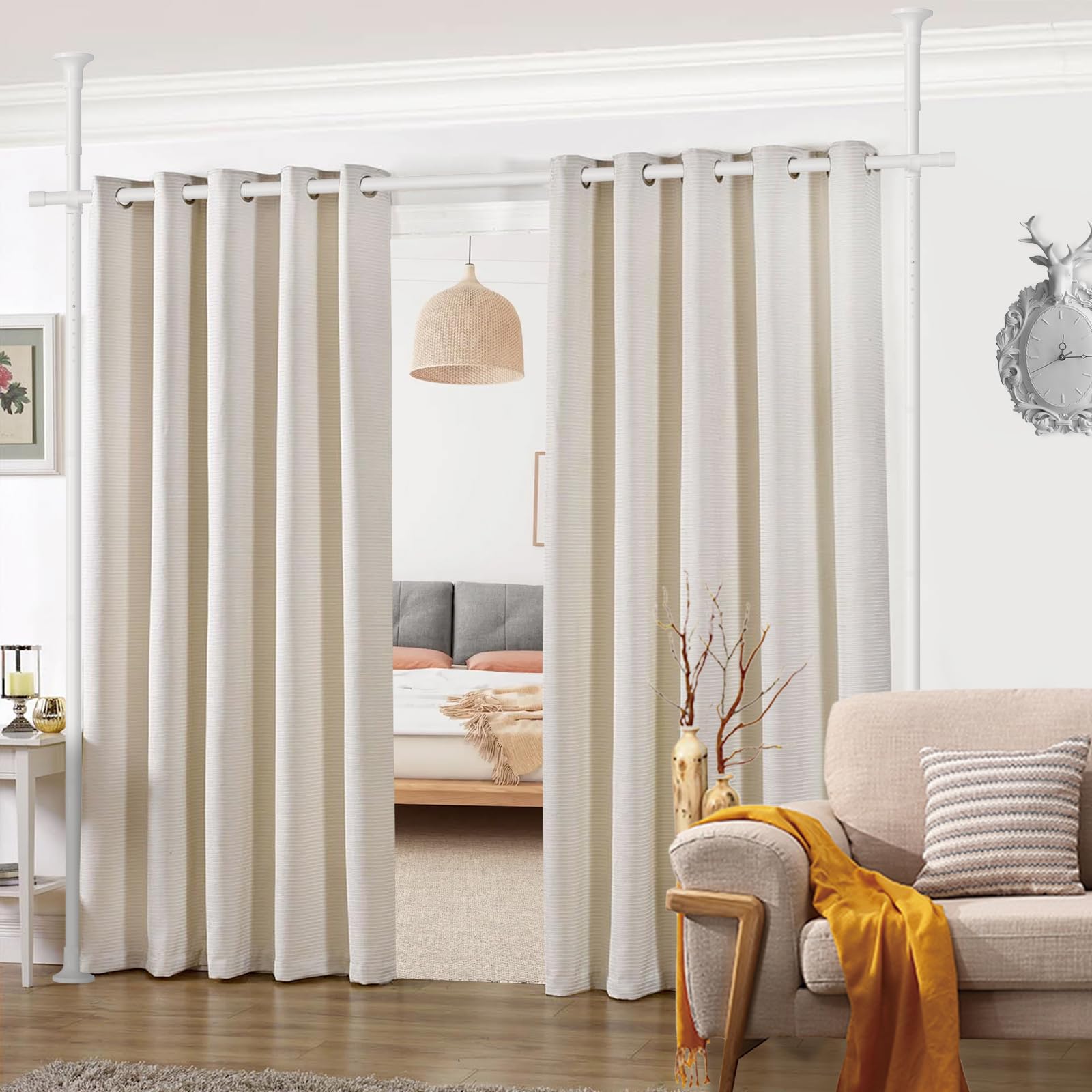FLY HAWK Room divider curtain rod? Expandable Room Divider, Tension ...