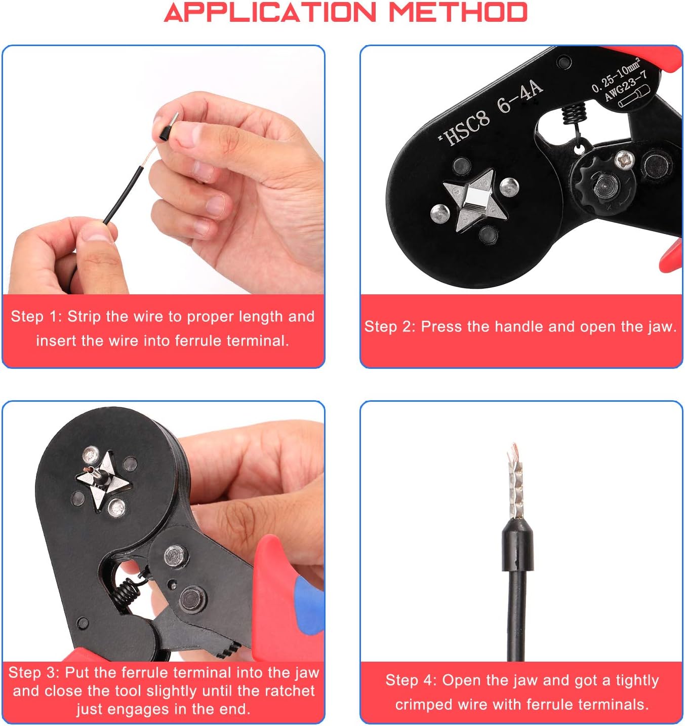 VISLONE Crimper Plier Square Self-Adjustable Crimping Tool for Cable ...