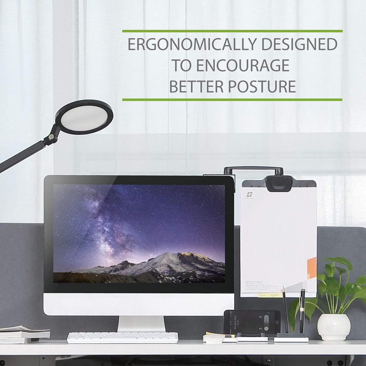 Allcam Over Monitor Paper Clip Document Holder Arm Ergonomic Document ...