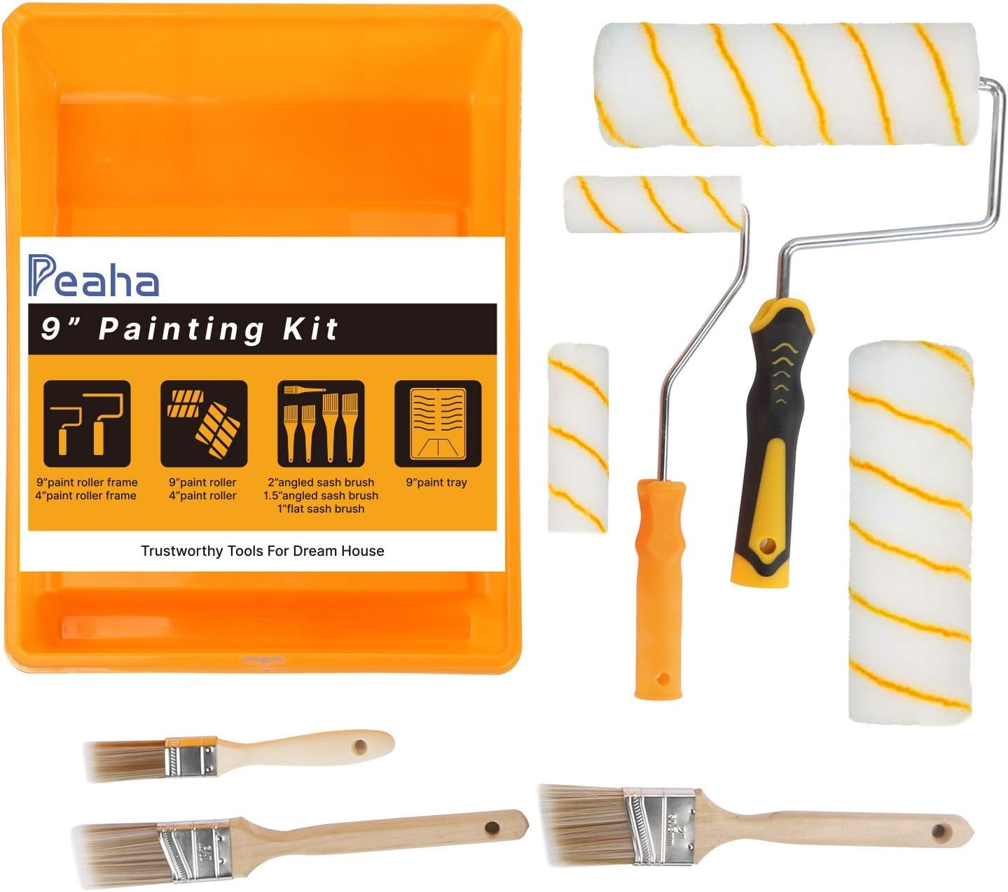 Peaha Paint Roller Kit 10pcs/Set Paint Roller Brush Painting Handle ...