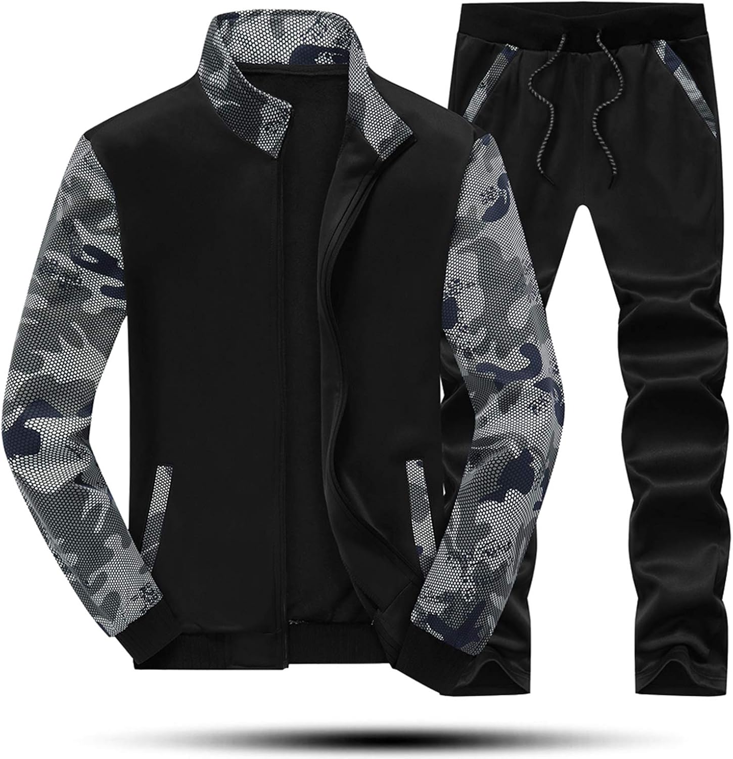 Lacsinmo Men's Tracksuit Set Gym Sport Sweat Suit 2 Piece Jogging ...