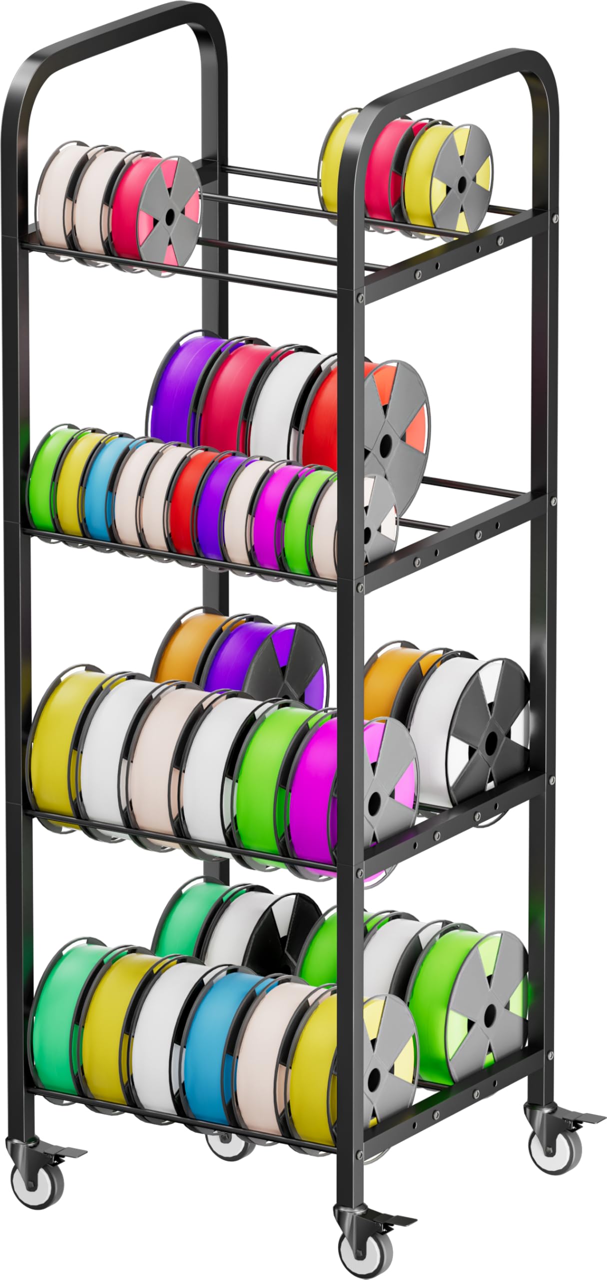 AnBaiMei 4-Tier 3D Printer Filament Storage Rack with Wheels, Rolling ...