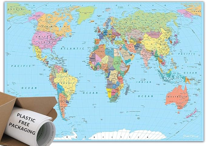 Faithful Prints World Map Poster Atlas Print Educational Classroom ...