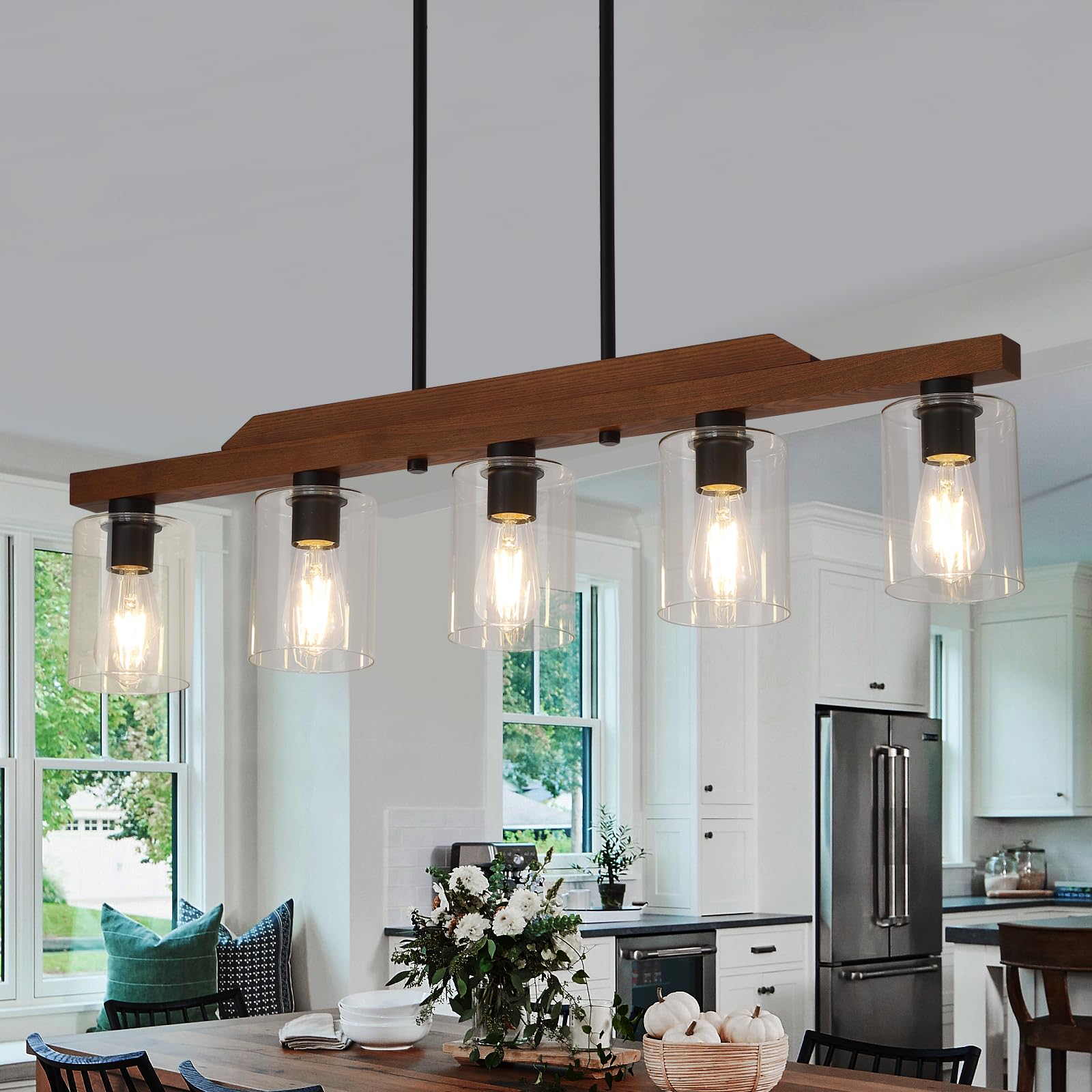Dining Room Chandelier,5-Light Farmhouse Rustic Kitchen Island Light ...