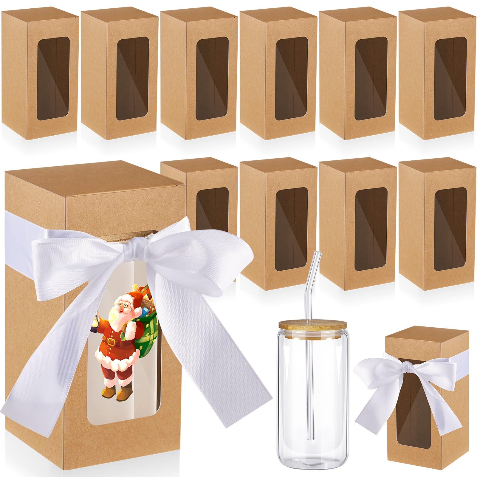 Fulmoon 12 Sets Sublimation Glass Cup Boxes Thank You Glass Bottle ...