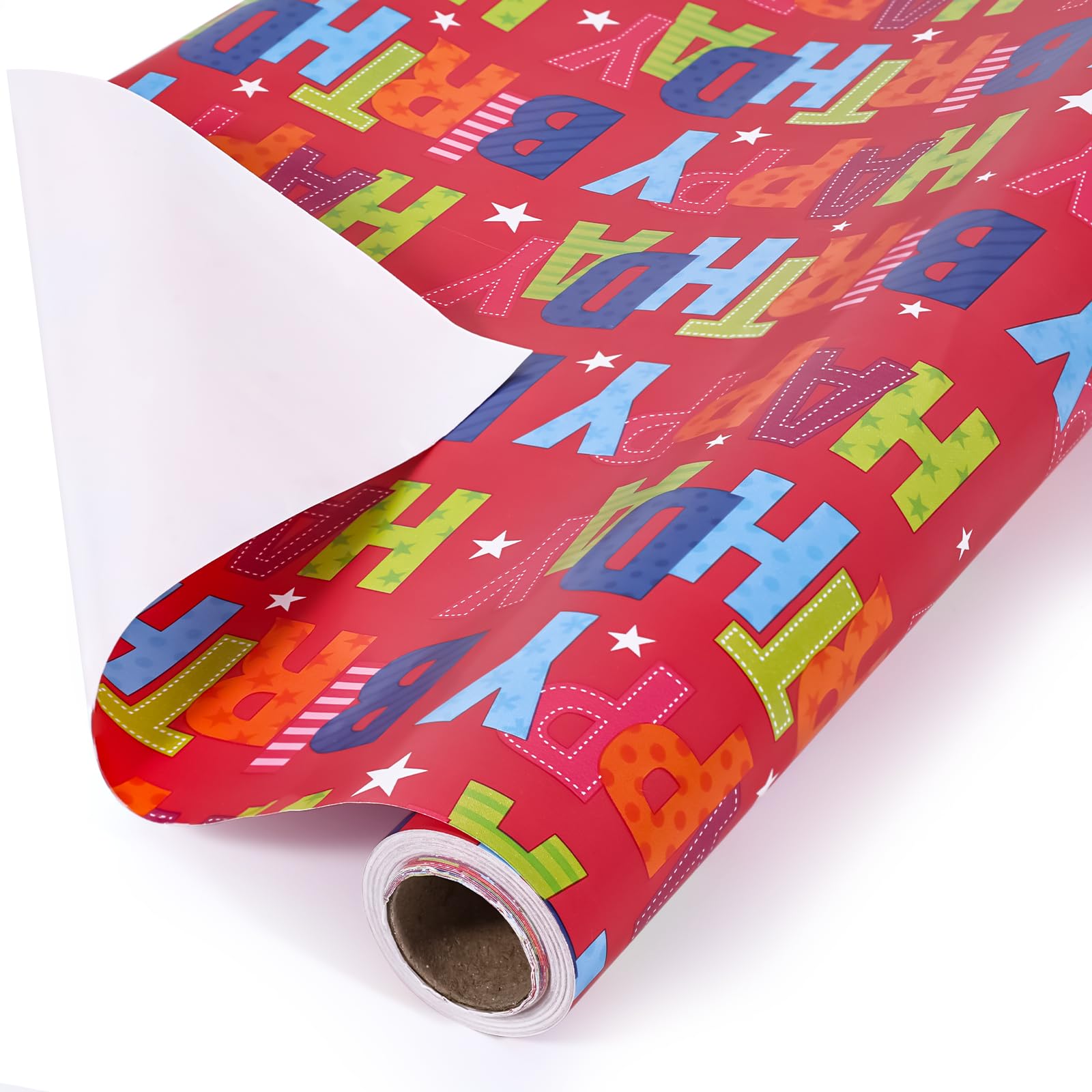 Shindel Red Birthday Wrapping Paper, 17" x 33 Ft. Iridescent Present ...