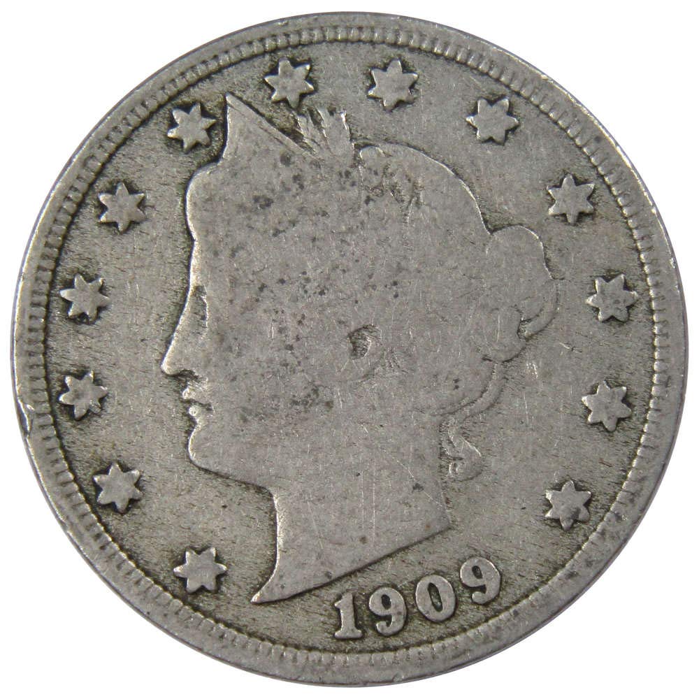 1909 Liberty Head V Nickel 5 Cent Piece G Good 5c US Coin Collectible ...