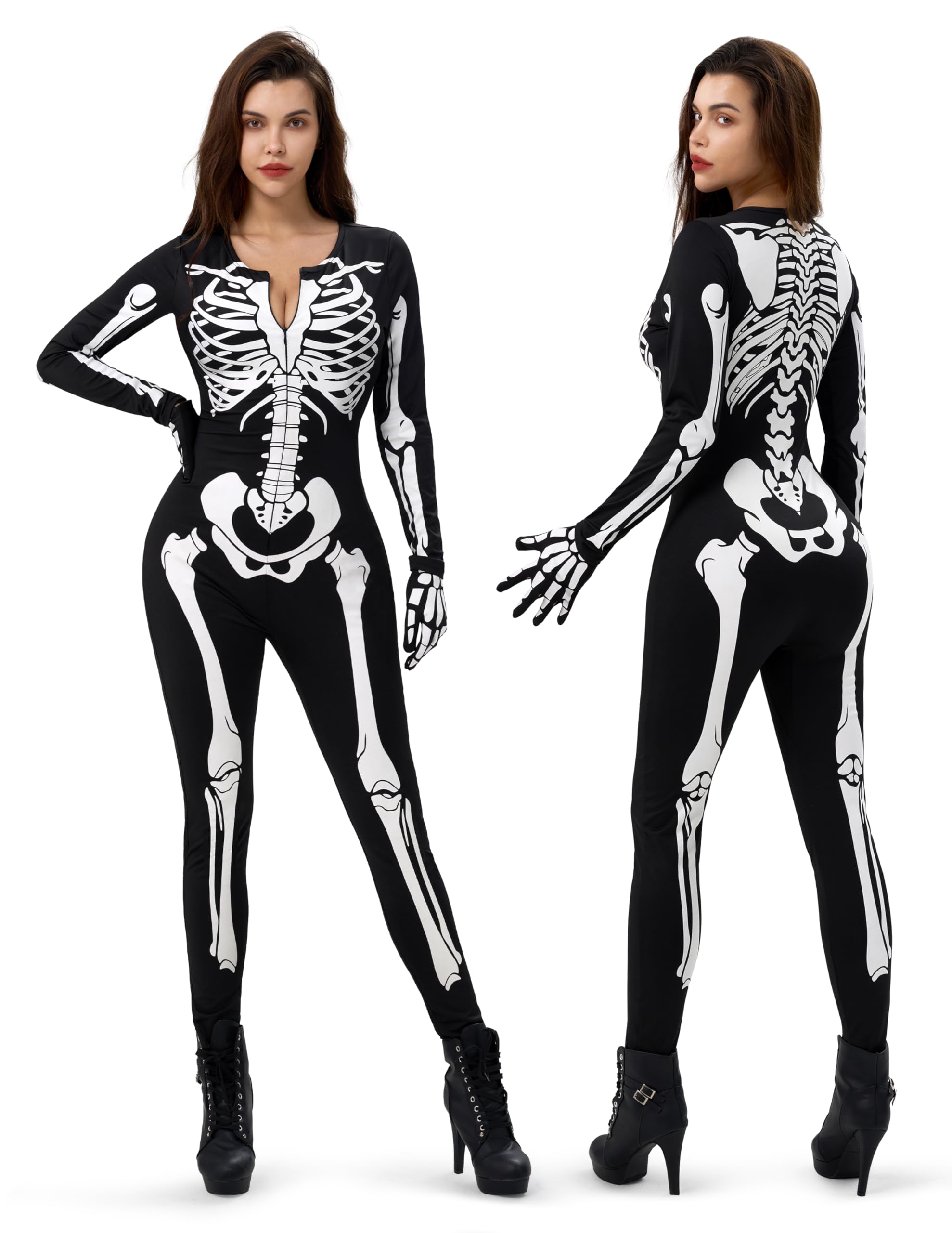 Spooktacular Creations Women Double-Sided Skeleton Costume Bodysuit for ...