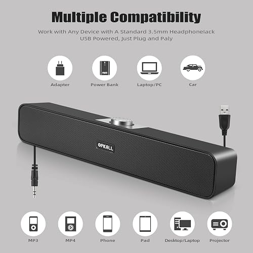 LENRUE G11 USB Powered Computer Soundbar - Stereo Desktop Speakers For ...