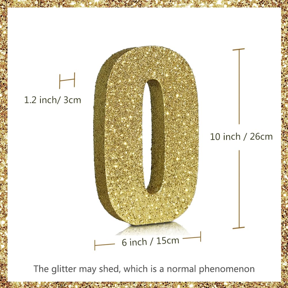 Mua 10 Inch Gold Glitter Numbers 0 Birthday Decorations, Birthday Party ...