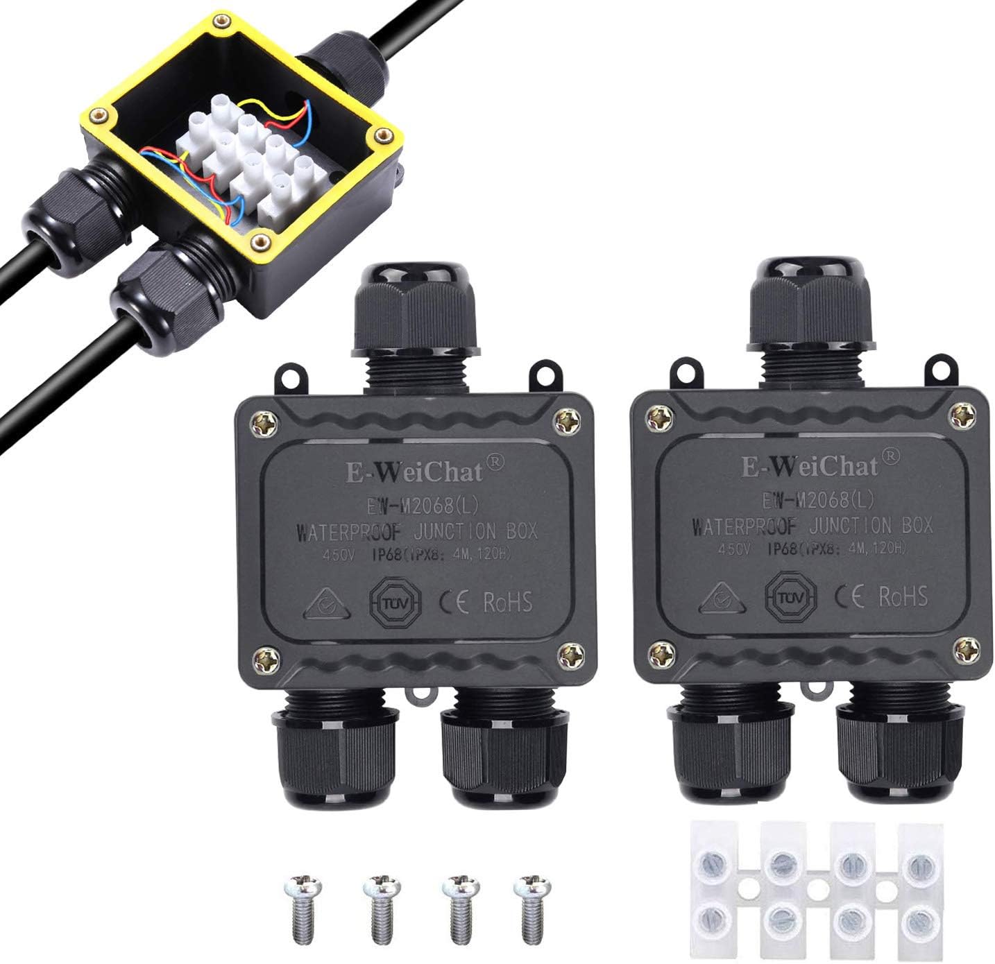 CTRICALVER IP68 Waterproof Junction Box, Type Y 3 Way Outdoor ...