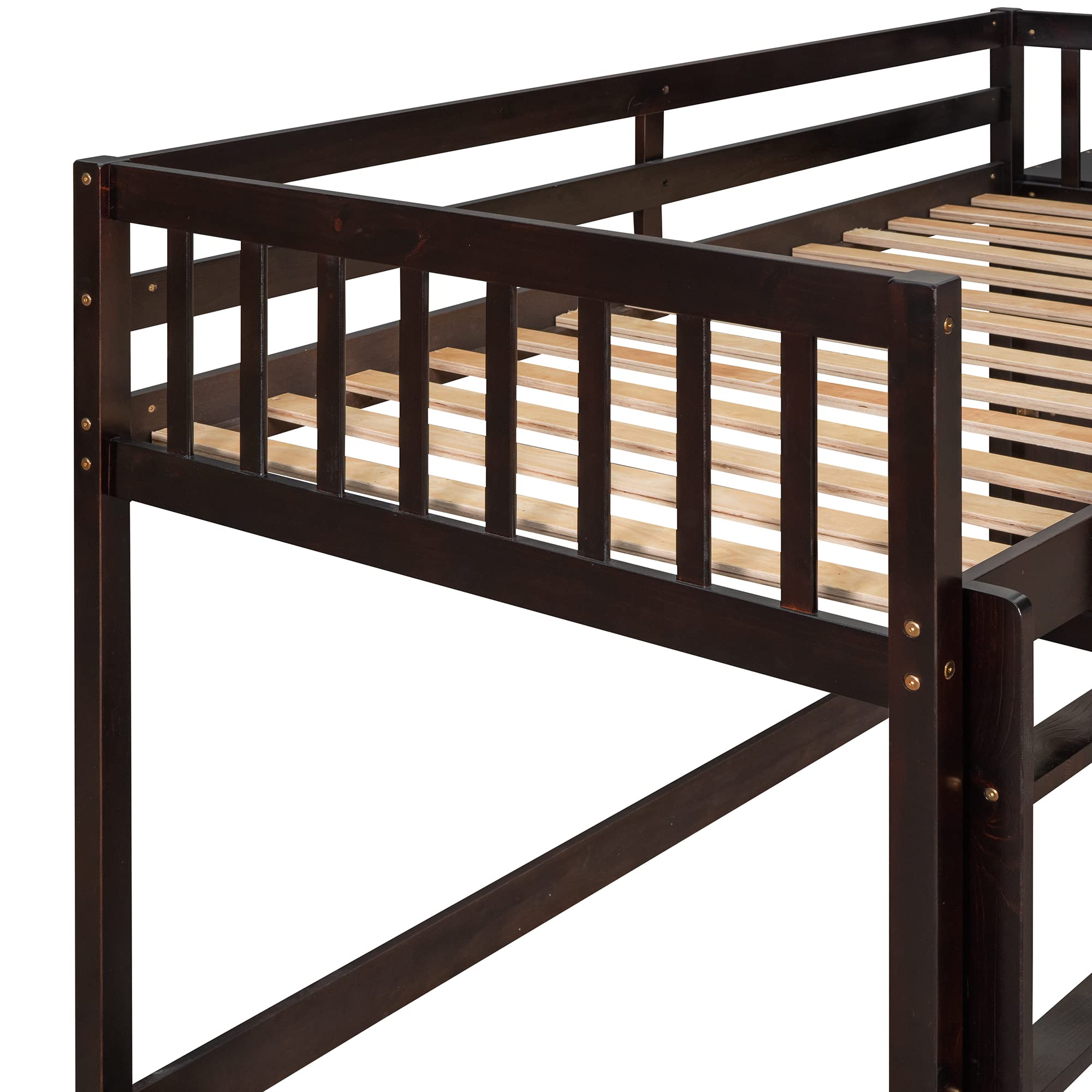 Mua BIADNBZ Twin Over Twin Floor Bunk Bed with Guard Rails and Movable ...