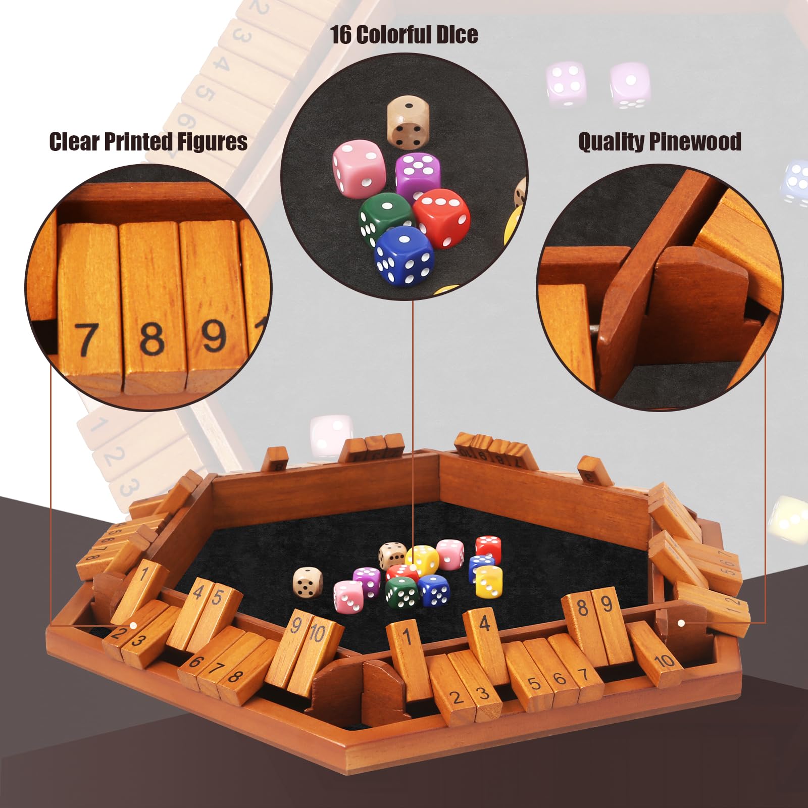 Mua 1-6 Players Shut The Box Dice Games, Wooden Board Table Math Game ...