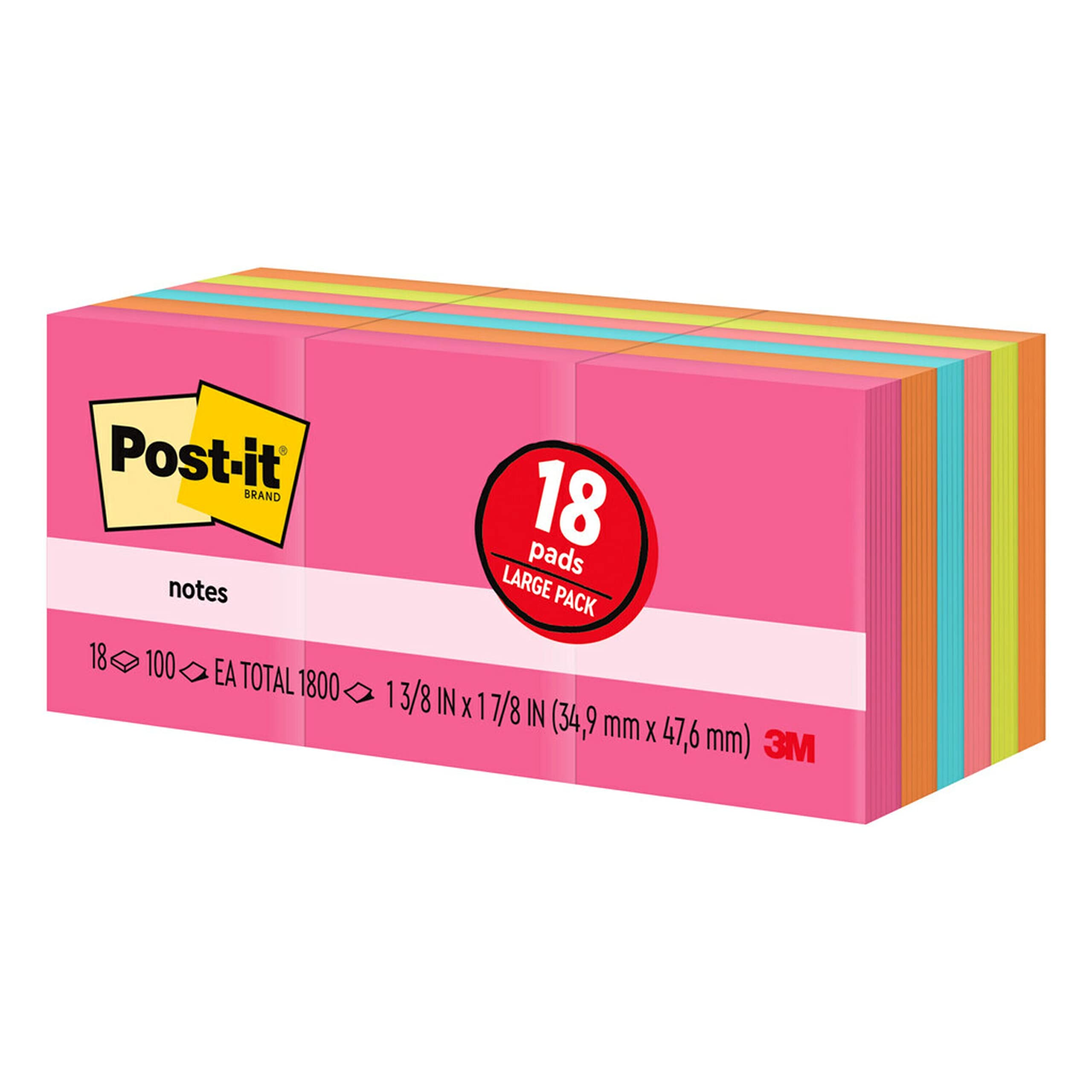 Post-it Notes, 1 3/8 In X 1 7/8 In, Cape Town Collection, 18 Pads/Pack ...