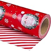 Amazon.com: WRAPAHOLIC Reversible Christmas Wrapping Paper - Mini Roll ...