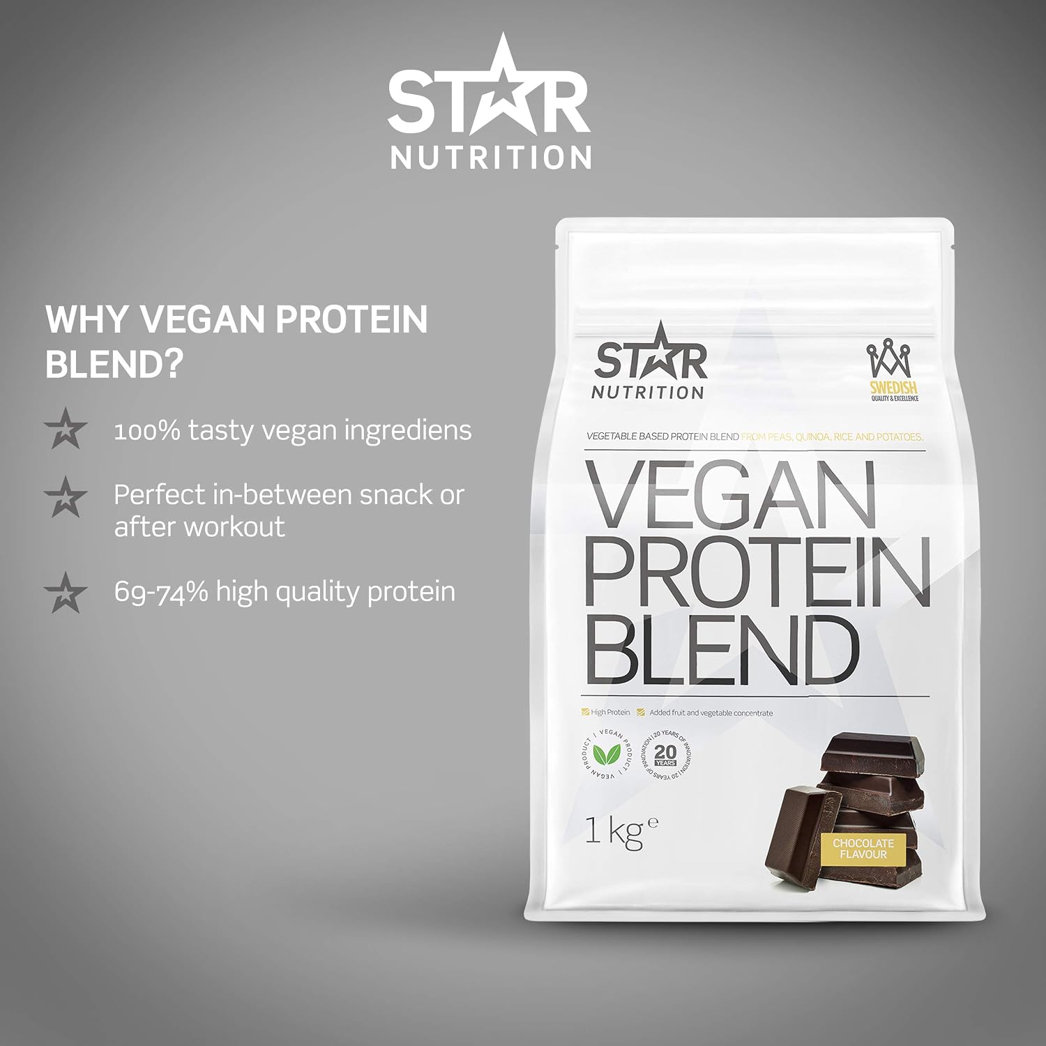 Vegan Protein Blend by Star Nutrition | Contains Vitamins and Minerals ...