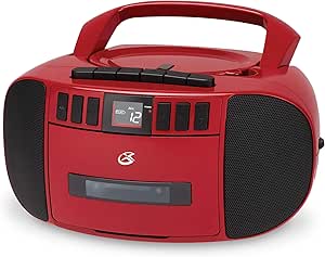 GPX BCA209R Portable Am/FM Boombox with CD and Cassette Player, RED ...