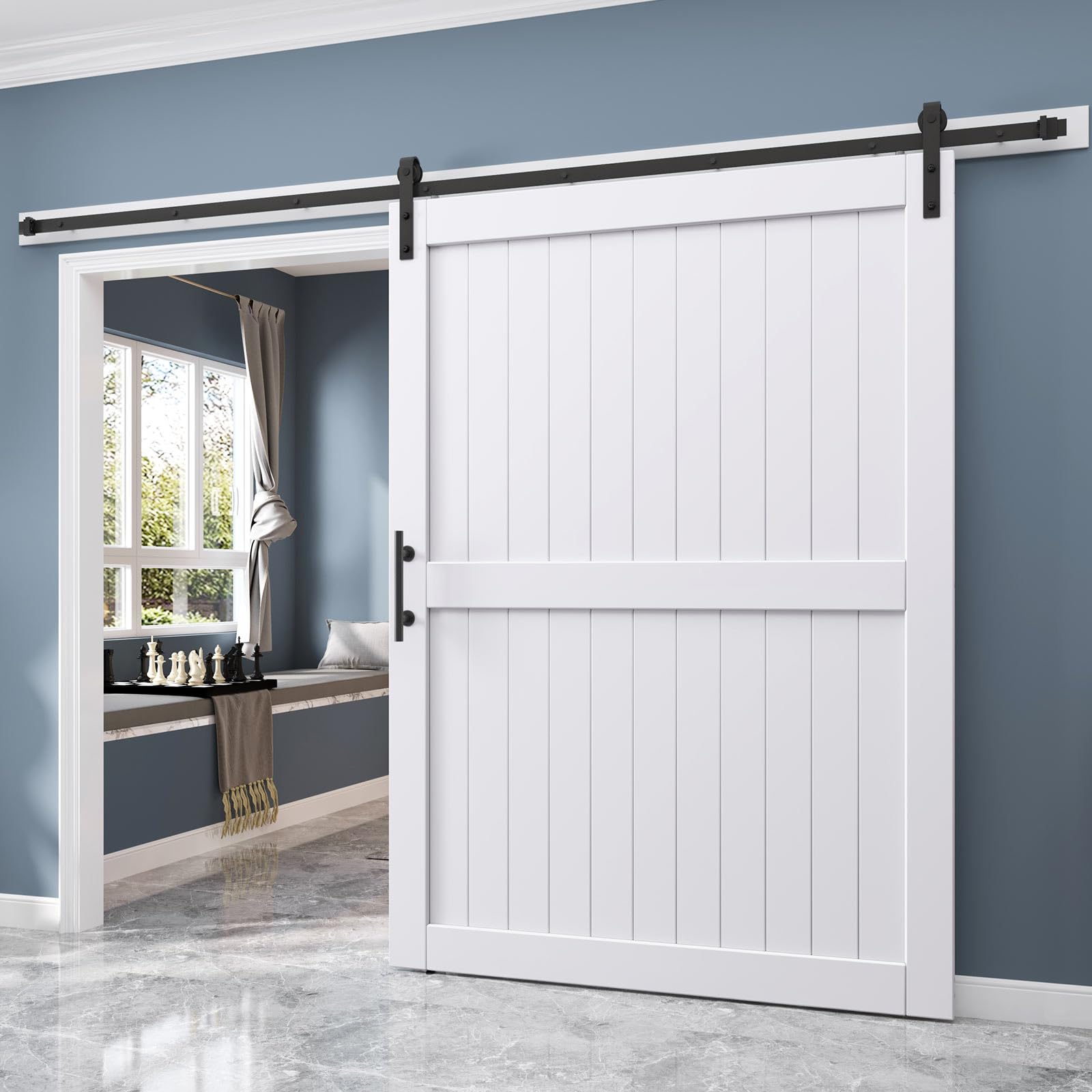 EaseLife 60in x 84in Sliding Barn Door with 10FT Barn Door Hardware ...