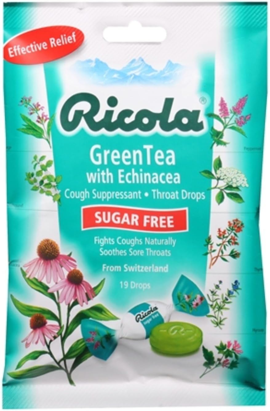 Amazon.com: Ricola Sugar Free Cough Drops Green Tea with Echinacea 19 ...