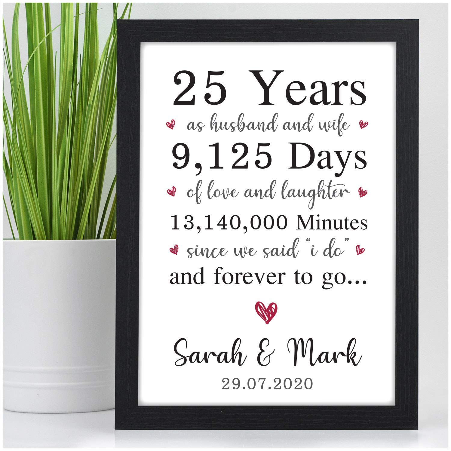 25th Wedding Anniversary Gifts For Husband Wife PERSONALISED Silver 