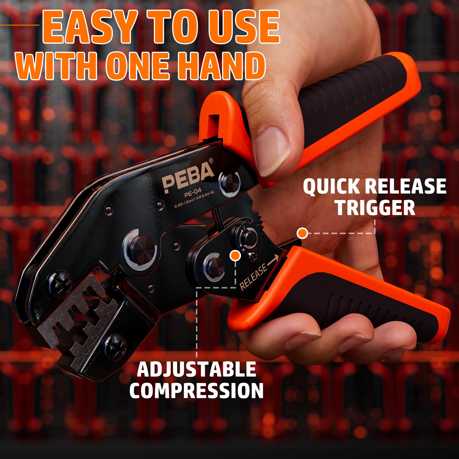 Mua PEBA Spade Terminal Crimping Tool Kit, Crimper AWG 24-14 for Quick ...