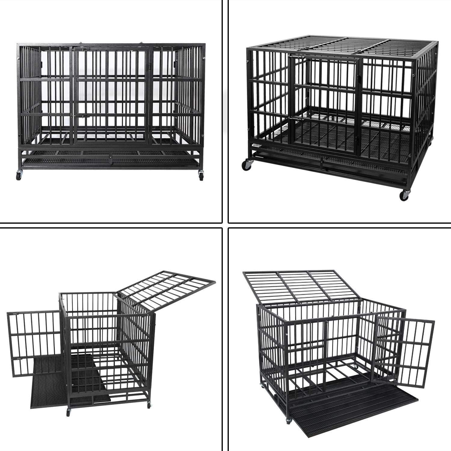 Mua Otaid 48 Inch Heavy Duty Dog Crate Cage Kennel with Wheels, High ...