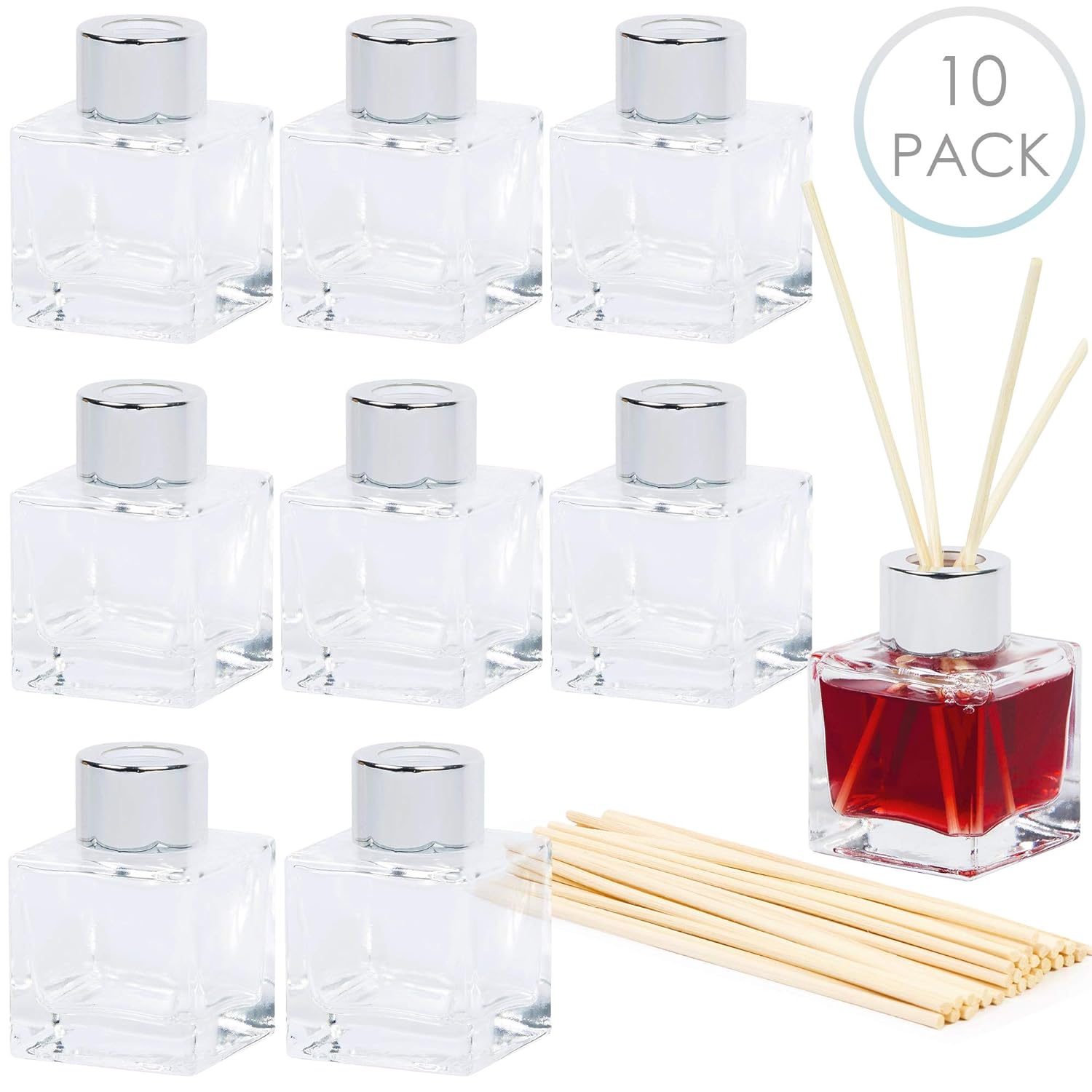 Pack of 10 Diffuser Bottles Glass Reed Fragrance Containers Inc Free ...